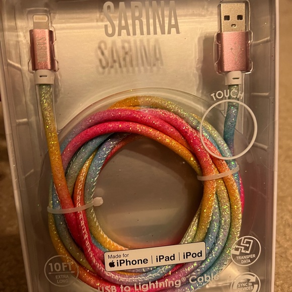 Office | Rainbow Glitter Usb To Lightening Cable | Poshmark